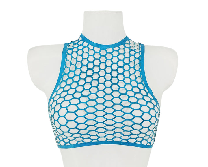 Latex lasercut fishnet / honeycomb pattern clothing and accessories ...