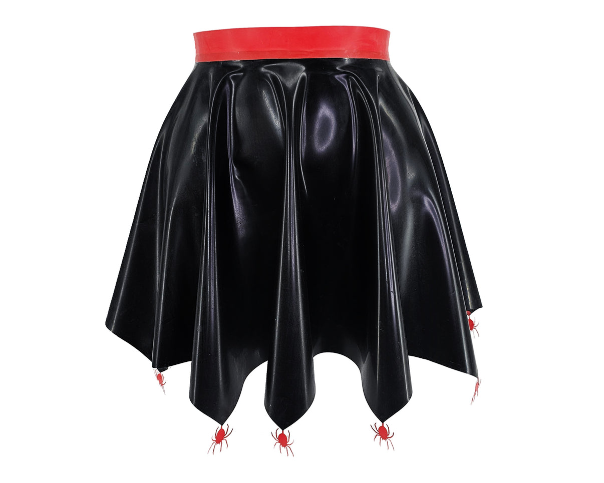 Latex full circle skater skirt with pointed edges and spiders – Lottielatex